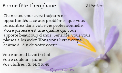 Carte bonne fête Theophane (2 février)